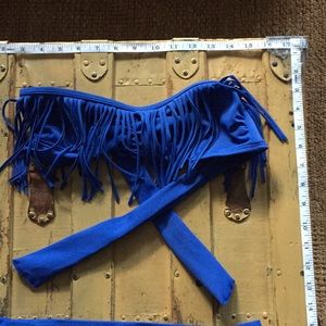 Guess | Swim | Guess Swim Boho Fringe Strapless Blue Bikini Set S ...